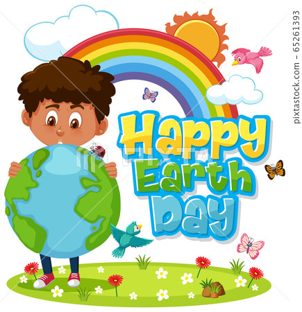 Poster design for happy earth day with happy boy - Stock Illustration ...