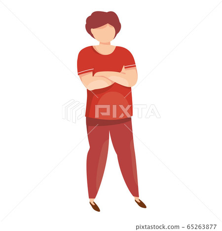Cartoon man with crossed arms. Insecure man....-插圖素材 [65263877] - PIXTA圖庫