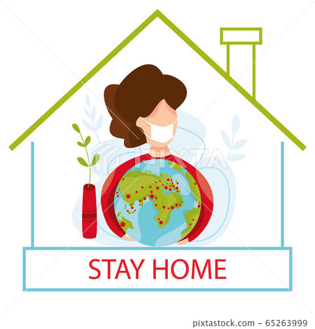 Vector illustration of self quarantine. People... - Stock Illustration ...