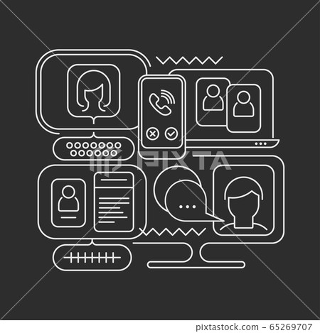 Online Chatting line art design - Stock Illustration [65269707] - PIXTA