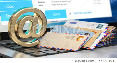 Email sign and letters on laptop keyboard. E-mail - Stock Illustration ...