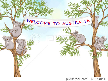 Welcome to Australia poster template with koala... - Stock Illustration ...