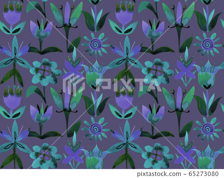 Seamless pattern with abstract flowers - Stock Illustration [65273080 ...