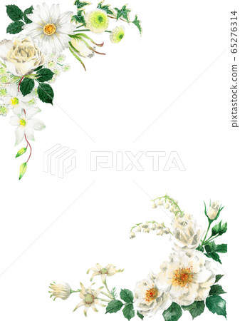 White flower design frame - Stock Illustration [65276314] - PIXTA