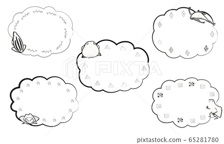 Japanese style hand drawn frame drawn with cute... - Stock Illustration ...