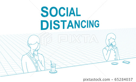 Social Distance Social Distance Coffee Shop - Stock Illustration ...