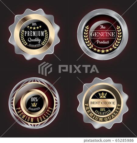 Set of Golden-Silver Premium Quality badge - Stock Illustration ...