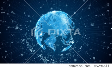 Digital data network connections with icon and - Stock Illustration ...
