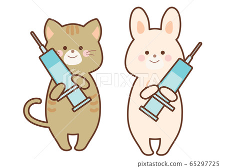 Rabbit and cat set with syringe - Stock Illustration [65297725] - PIXTA