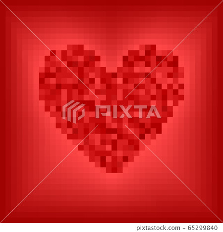Red pixel heart on rose and red background - Stock Illustration ...