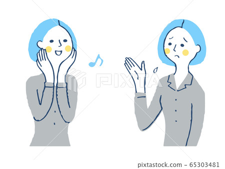 Women happy and worried expressions - Stock Illustration [65303481] - PIXTA