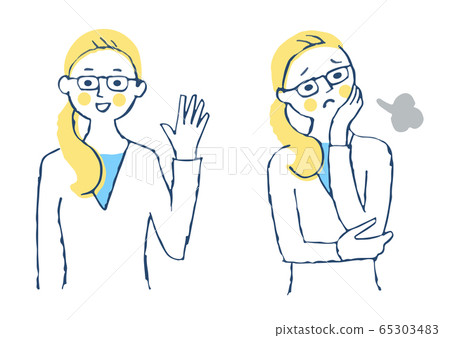 Women happy and worried expressions - Stock Illustration [65303483] - PIXTA
