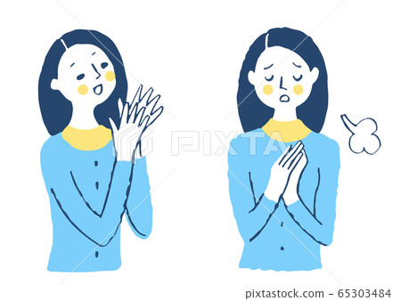 Women happy and worried expressions - Stock Illustration [65303484] - PIXTA