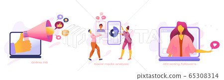 Cartoon icon set with competitor research... - Stock Illustration ...