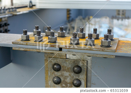 Tightening of steel erection high strength... - Stock Photo [65311039 ...