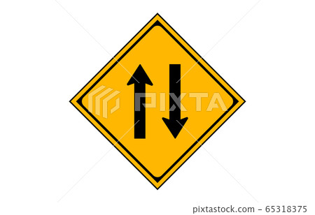 Warning sign two-way traffic - Stock Illustration [65318375] - PIXTA