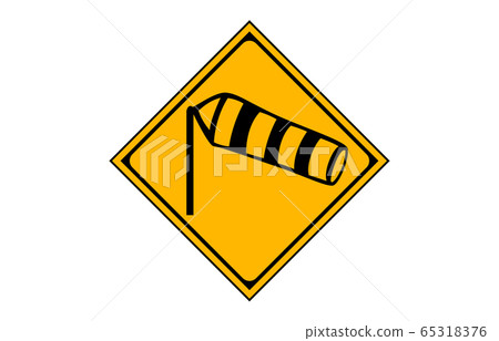 Warning sign crosswind caution - Stock Illustration [65318376] - PIXTA