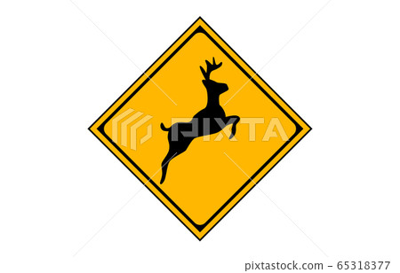 Warning signs animals may jump out - Stock Illustration [65318377] - PIXTA