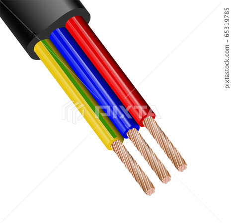 Flexible Three-wire electrical cable isolated... - Stock Illustration ...