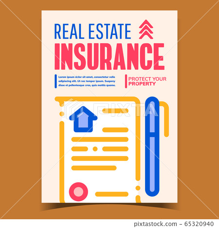 Real Estate Insurance Advertising Poster Vector... - Stock Illustration ...