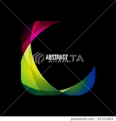 Geometric logo template, flowing waves with text - Stock Illustration ...