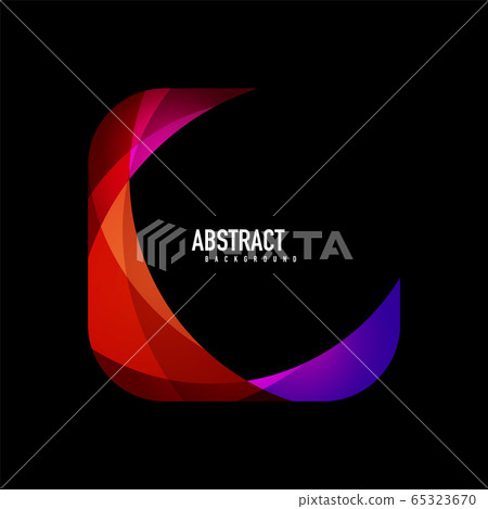 Geometric logo template, flowing waves with text - Stock Illustration ...