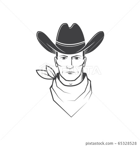 Cowboy face isolated on the white background.... - Stock Illustration ...