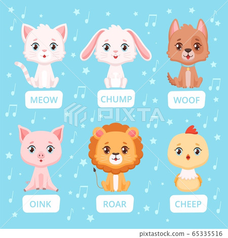 Animals sounds. Zoo characters communication...-插圖素材 [65335516] - PIXTA圖庫