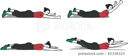 Illustration of a woman doing back exercises - Stock Illustration ...