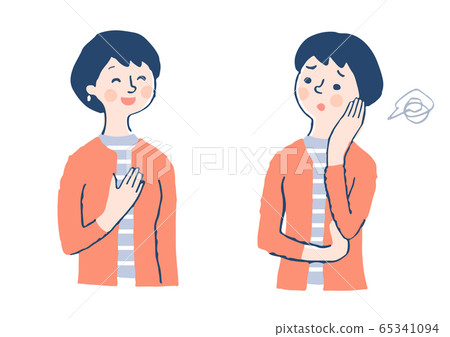 Women happy and worried expressions - Stock Illustration [65341094] - PIXTA