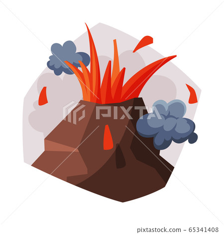 Volcano Eruption, Volcanic Activity with Smoke,... - Stock Illustration ...