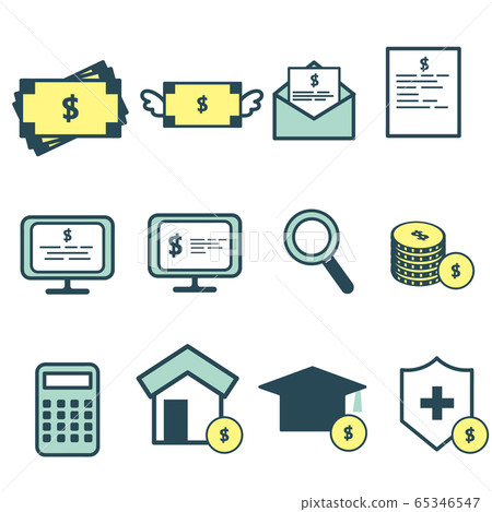 Money Icon Set Estimated $ Color - Stock Illustration [65346547] - PIXTA