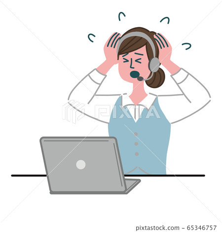 Female operator PC impatient - Stock Illustration [65346757] - PIXTA