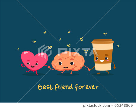 a friendship between the Heart, the brain and the - Stock Illustration ...