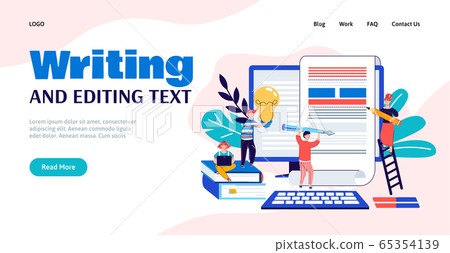 Writing and editing text with copywriters... - Stock Illustration ...