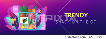 Assorted snack pack concept banner header. - Stock Illustration ...