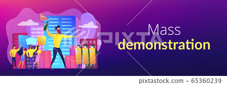 Mass demonstration concept banner header. - Stock Illustration ...
