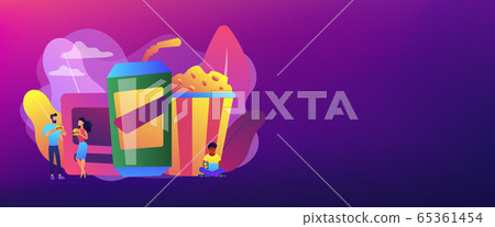 Snacking non-stop concept banner header. - Stock Illustration [65361454 ...