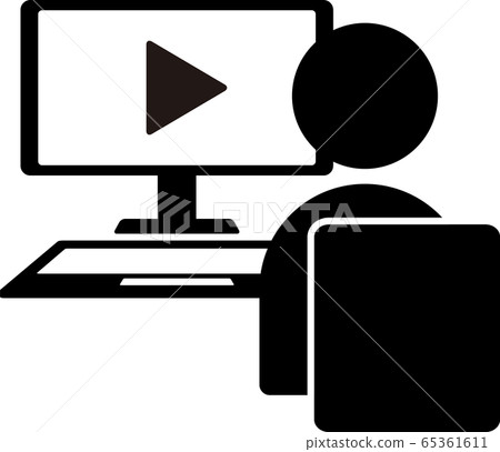 People watching videos on PC icon vector... - Stock Illustration ...