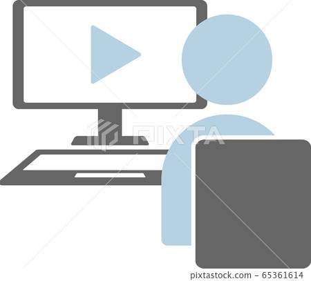 People watching videos on PC icon vector... - Stock Illustration ...