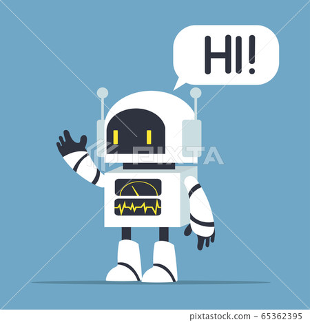 Cute white robot character say hi - Stock Illustration [65362395] - PIXTA