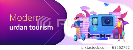 City segway tour concept banner header. - Stock Illustration [65362762 ...