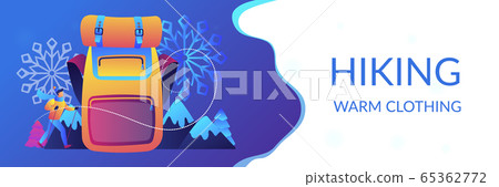 Winter hiking concept banner header. - Stock Illustration [65362772 ...