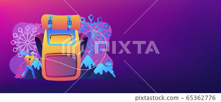 Winter hiking concept banner header. - Stock Illustration [65362776 ...