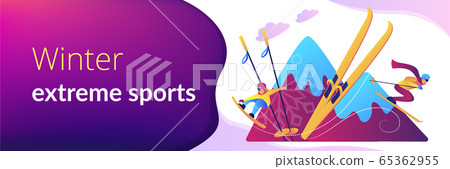 Winter extreme sports concept banner header. - Stock Illustration ...