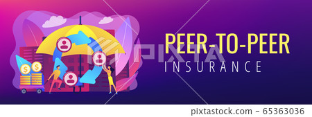 Peer-to-Peer insurance concept banner header. - Stock Illustration ...