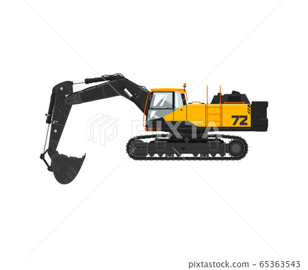 Digger isolated on white background-插圖素材 [65363543] - PIXTA圖庫