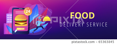 Food delivery service concept banner header. - Stock Illustration ...