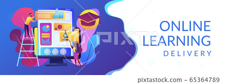 Learning management system concept banner header. - Stock Illustration ...