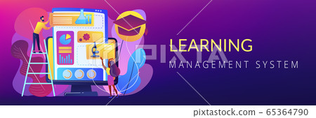 Learning management system concept banner header. - Stock Illustration ...